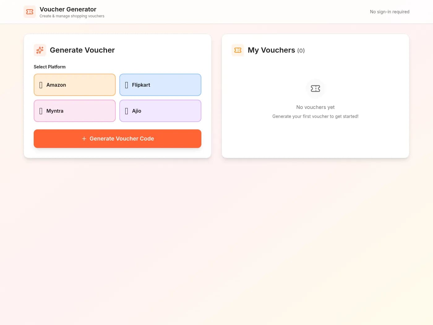Universal Voucher Code Generator for Online Shopping
