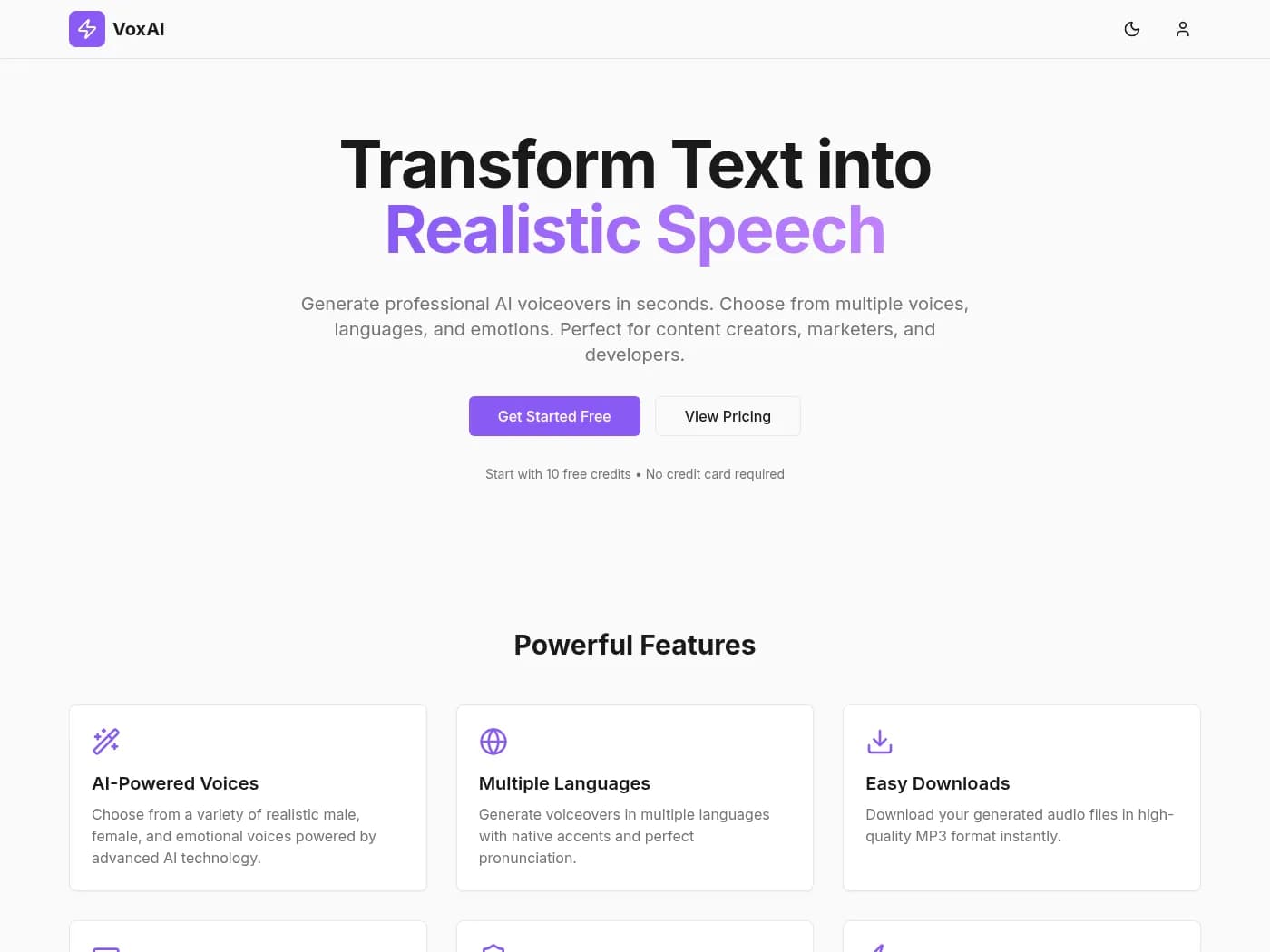 VoxAI – AI Voiceover Generator SaaS Platform