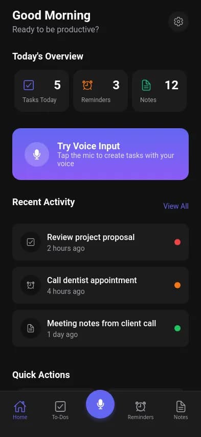 VoxTask: Minimalist Mobile Productivity Suite with Voice & Smart Summaries