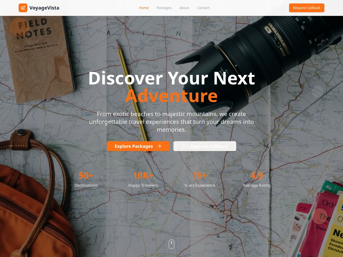 VoyageVista - Modern Animated Travel Website