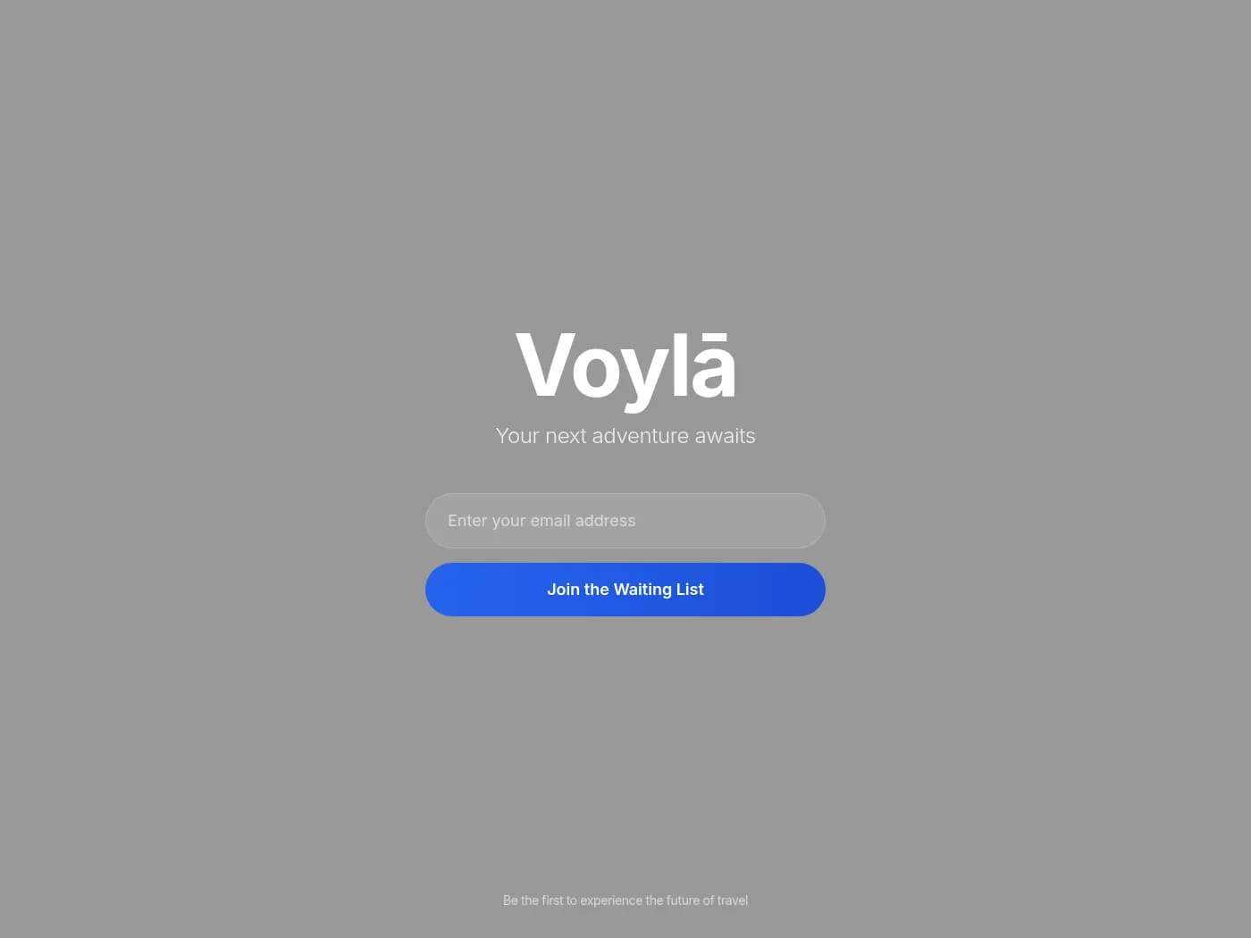 Voylā Waiting List Landing Page with Cinematic Video Background