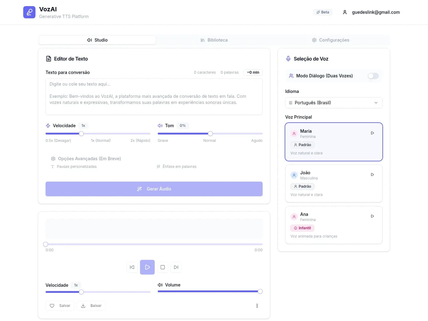 VozAI: Generative Speech Text-to-Speech Platform