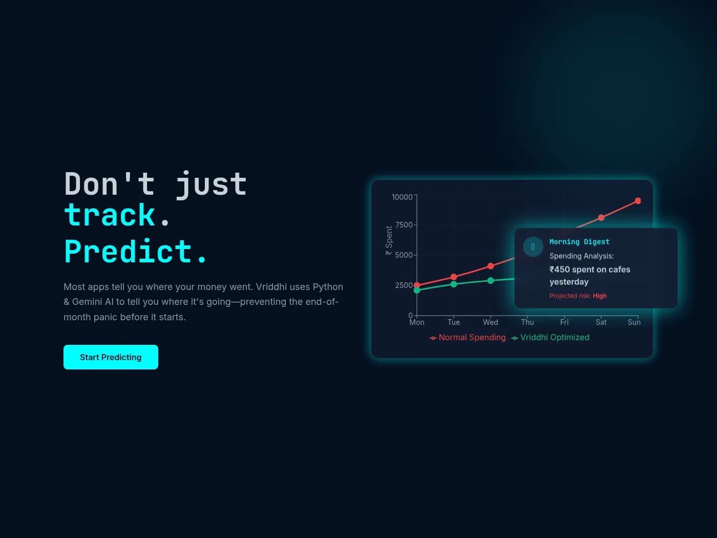Vriddhi: Predictive Fintech Landing Page for Indian Gen-Z Students