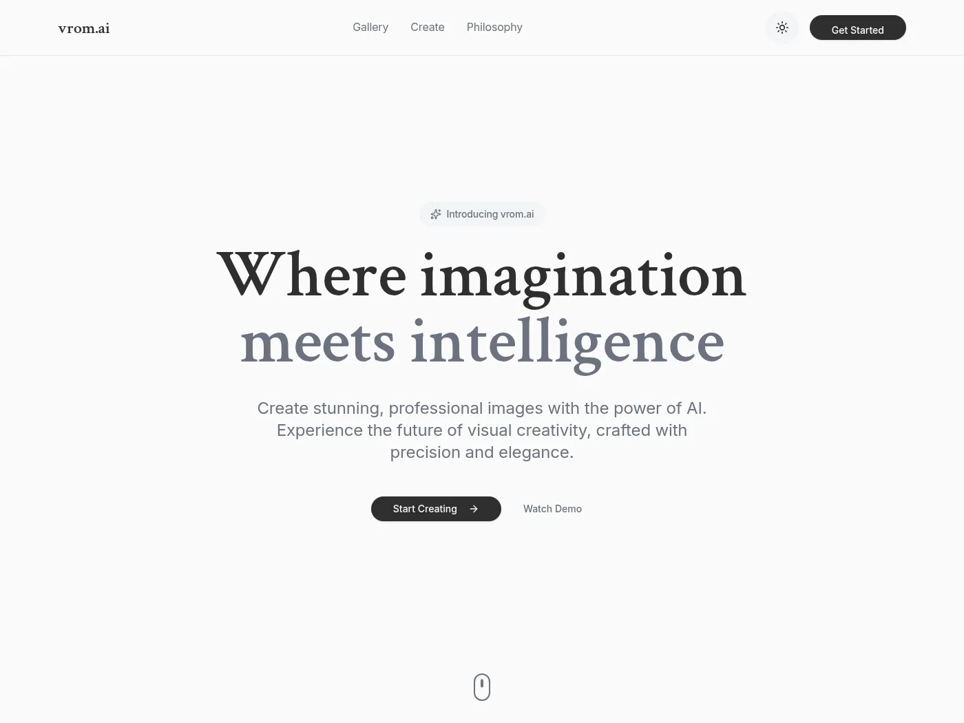 vrom.ai Immersive Narrative Landing Page