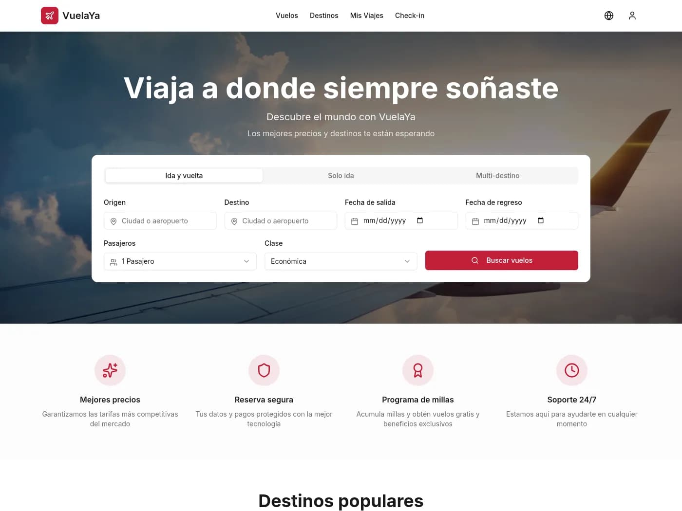 VuelaYa - Online Flight Booking Platform
