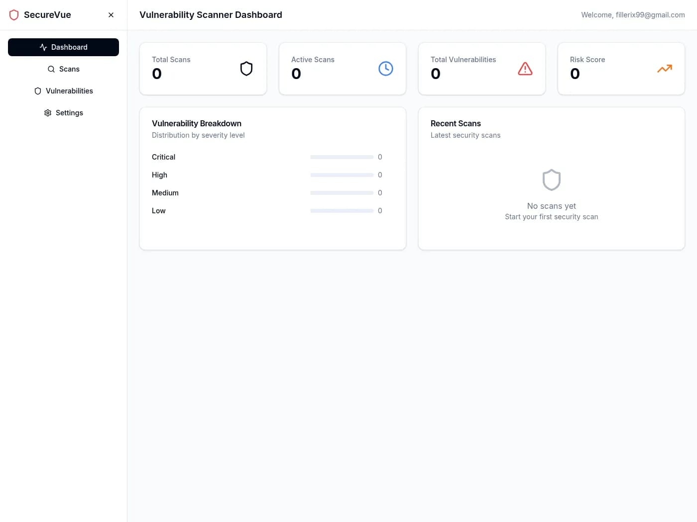 Vulnerability Scanner Dashboard for AppSec/Web Security