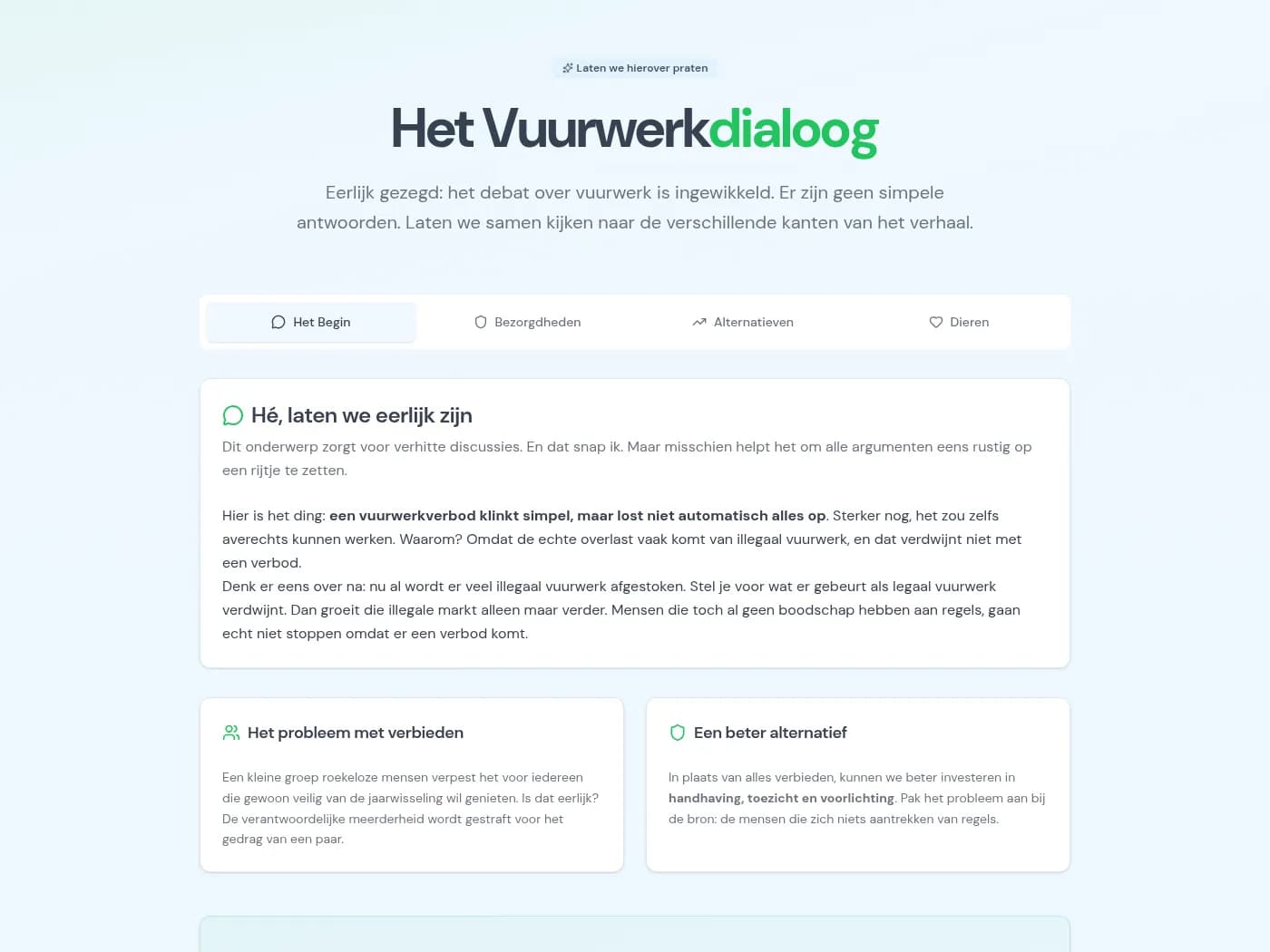 Vuurwerkdialoog: Informatieve Webapp over Vuurwerkverbod Alternatieven