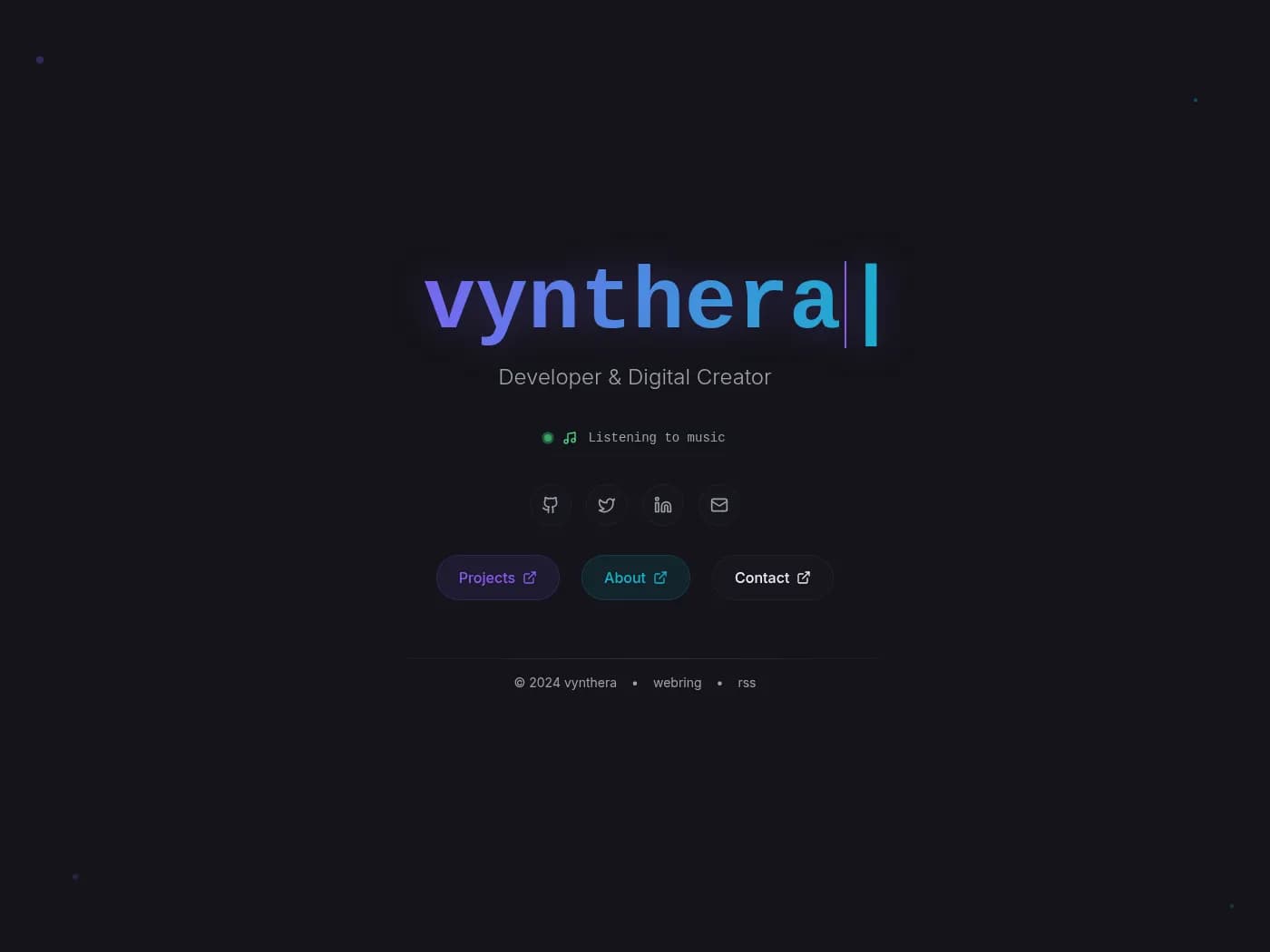Vynthera Personal Portfolio Website