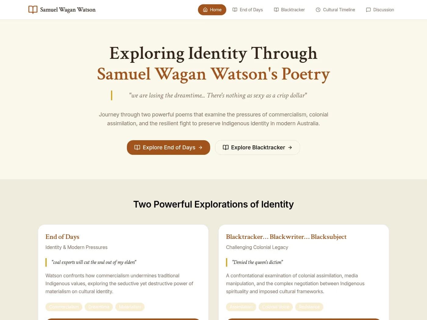 Exploring Identity and Modern Pressures through Samuel Wagan Watson’s Poetry