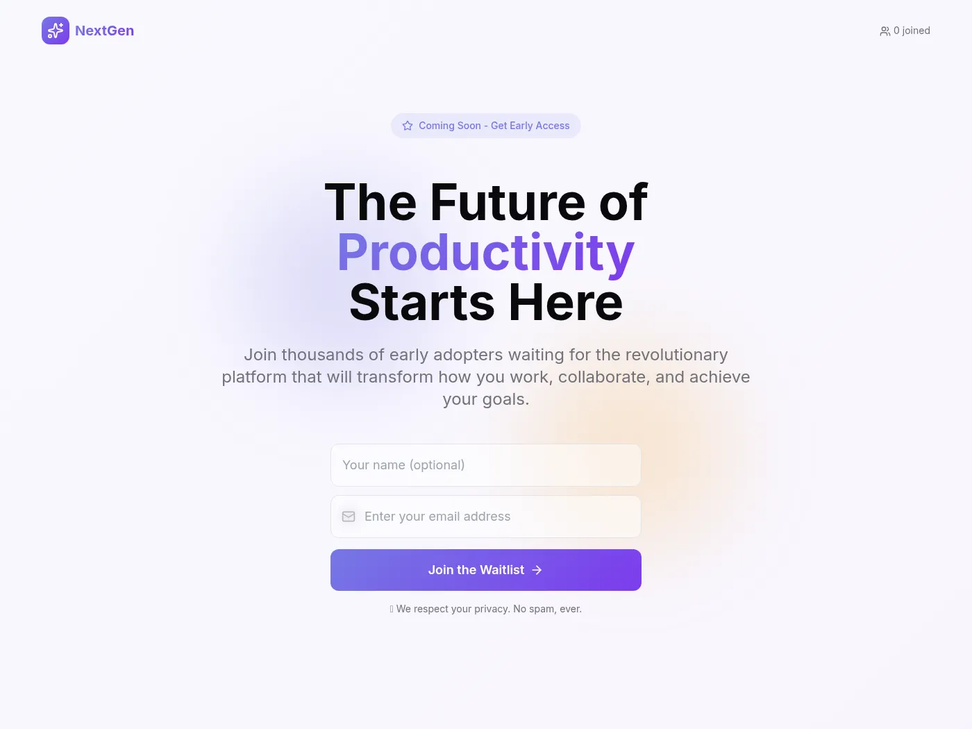 Waitlist Signup Landing Page