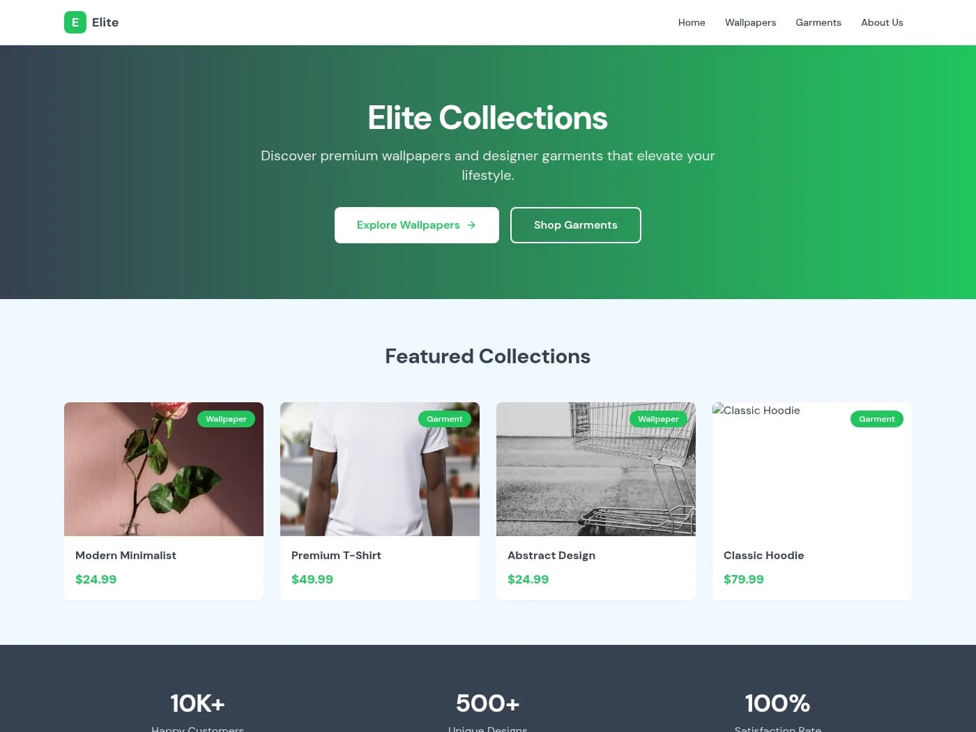 Wallpaper & Garment E-Commerce Web Experience