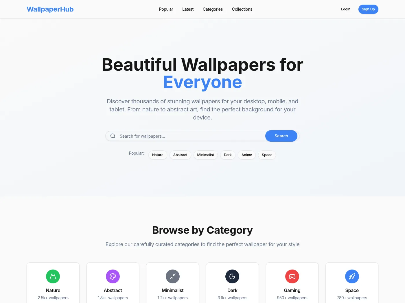 WallpaperHub Modern Homepage