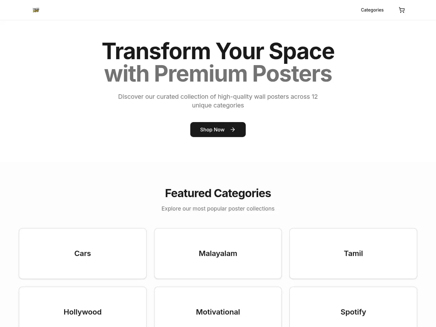 WALLULE Modern Poster Ecommerce Website