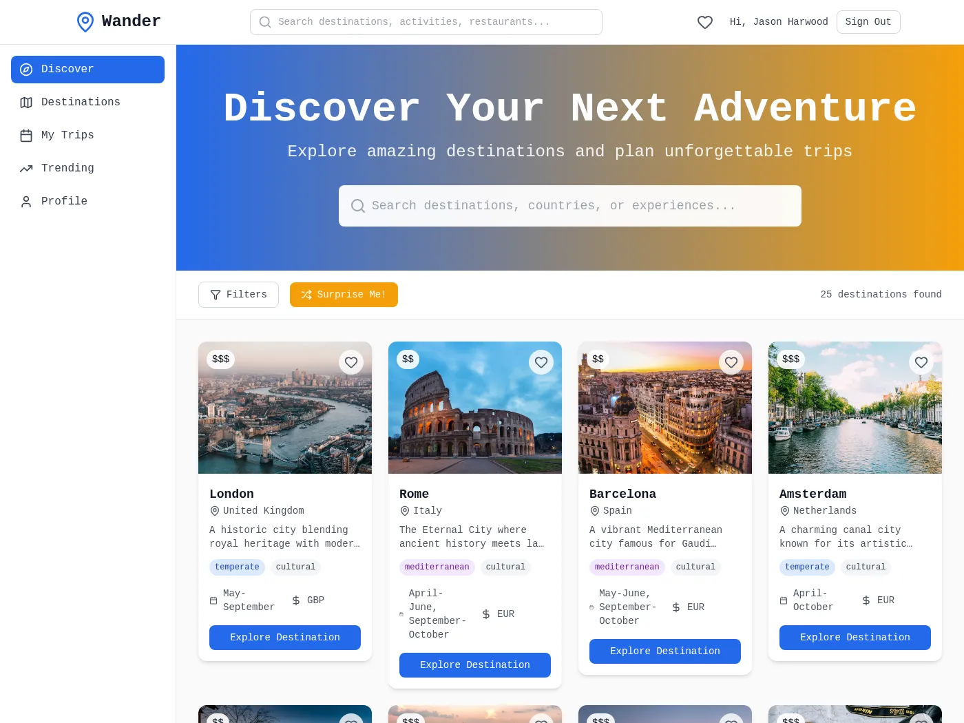 Wander: The Ultimate Interactive Travel Planner