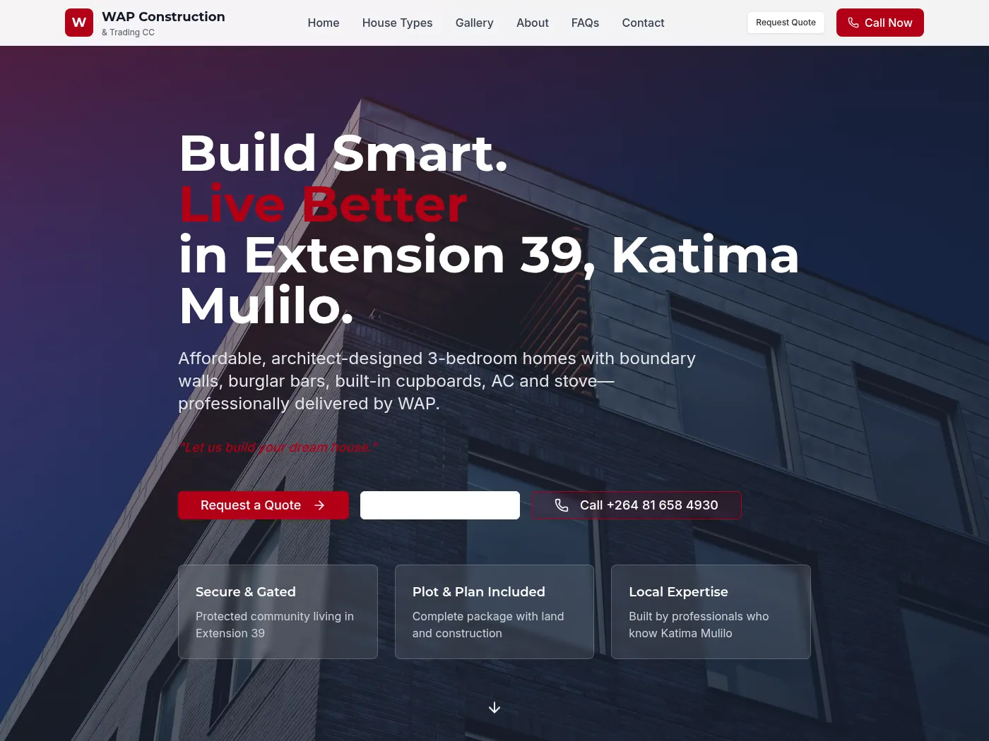 WAP Construction & Trading CC Web Showcase