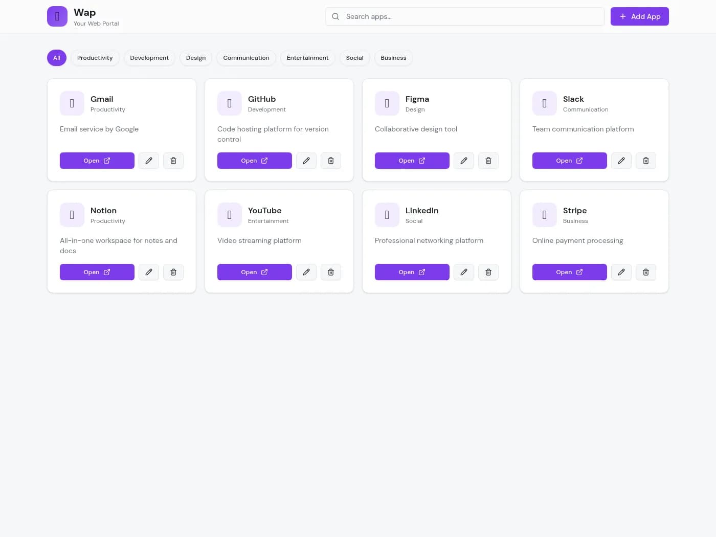 Wap: Modern Web App Portal