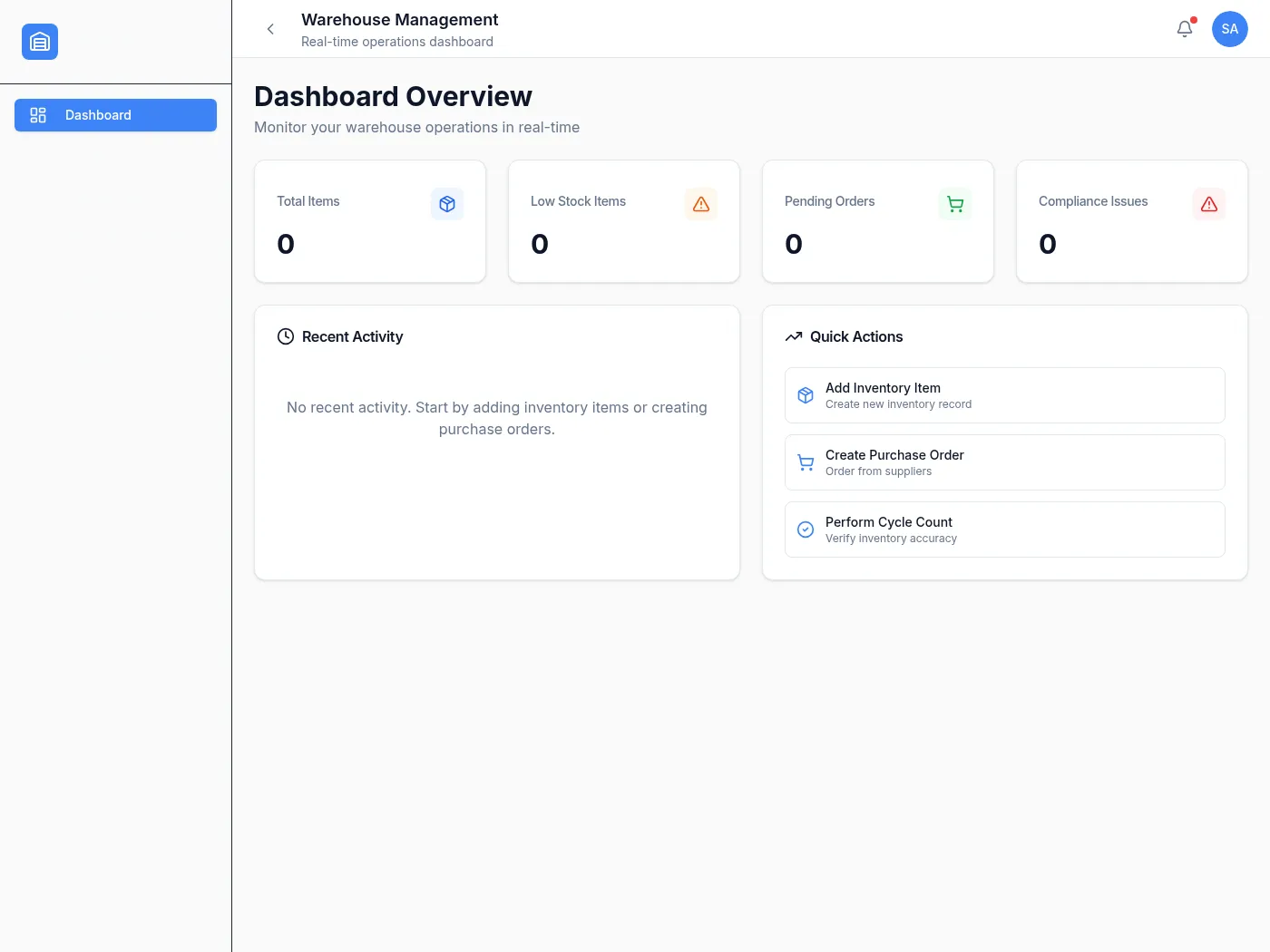 Integrated Warehouse & Inventory Management Dashboard