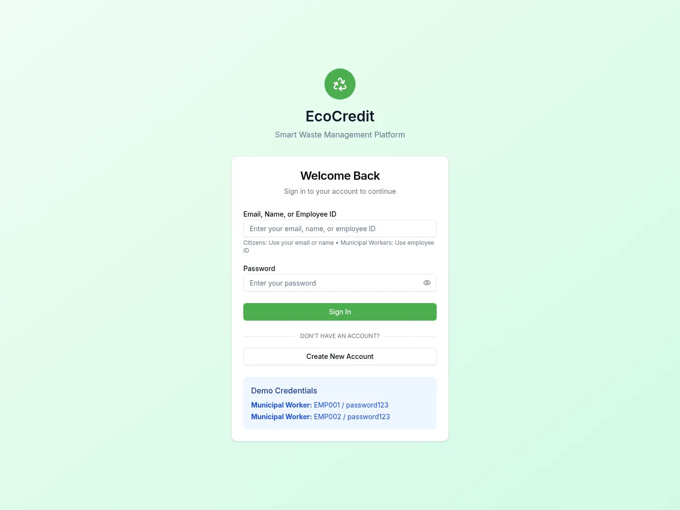 Smart Waste Management and Credit Platform for Citizens, Apartments, and Municipal Workers