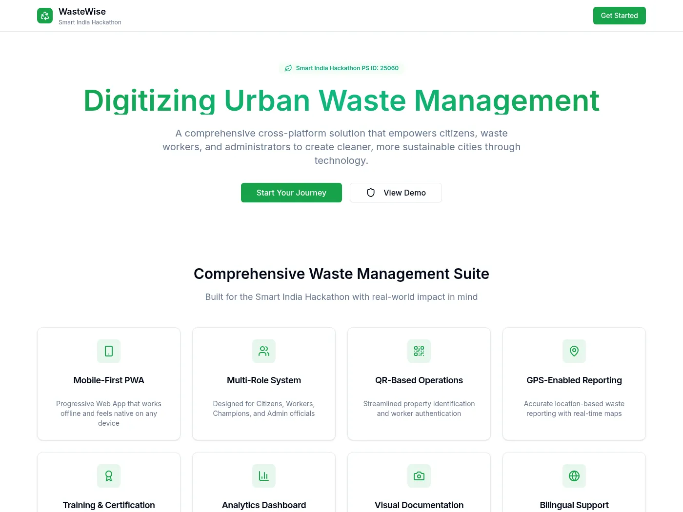 WasteWise: Smart India Hackathon Cross-Platform Waste Management Suite