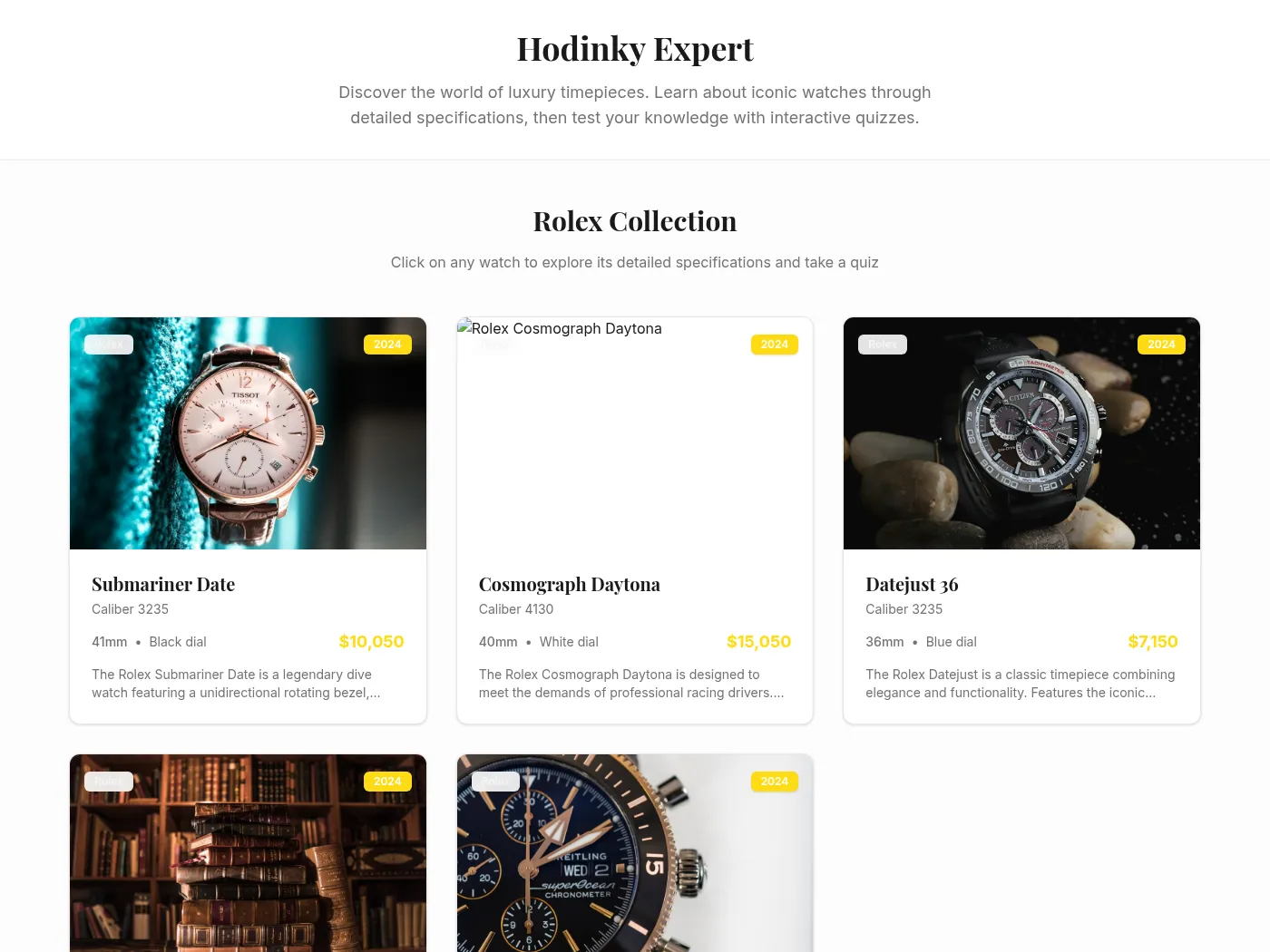 Watch Learning and Quiz Platform for Watch Enthusiasts