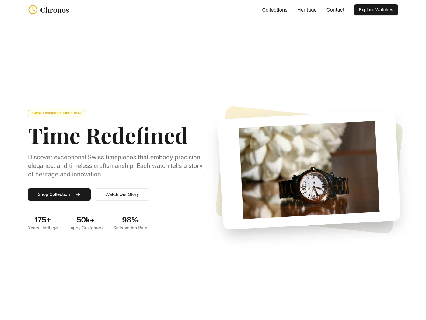 Elegant Watch Website Landing Page