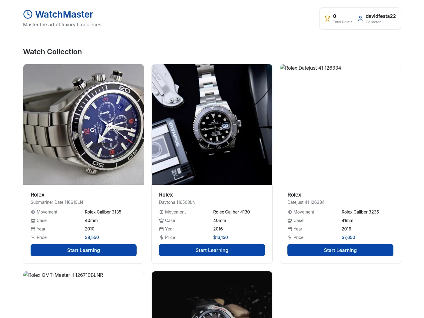 WatchMaster: Interaktivní aplikace pro poznávání a testování znalostí hodinek