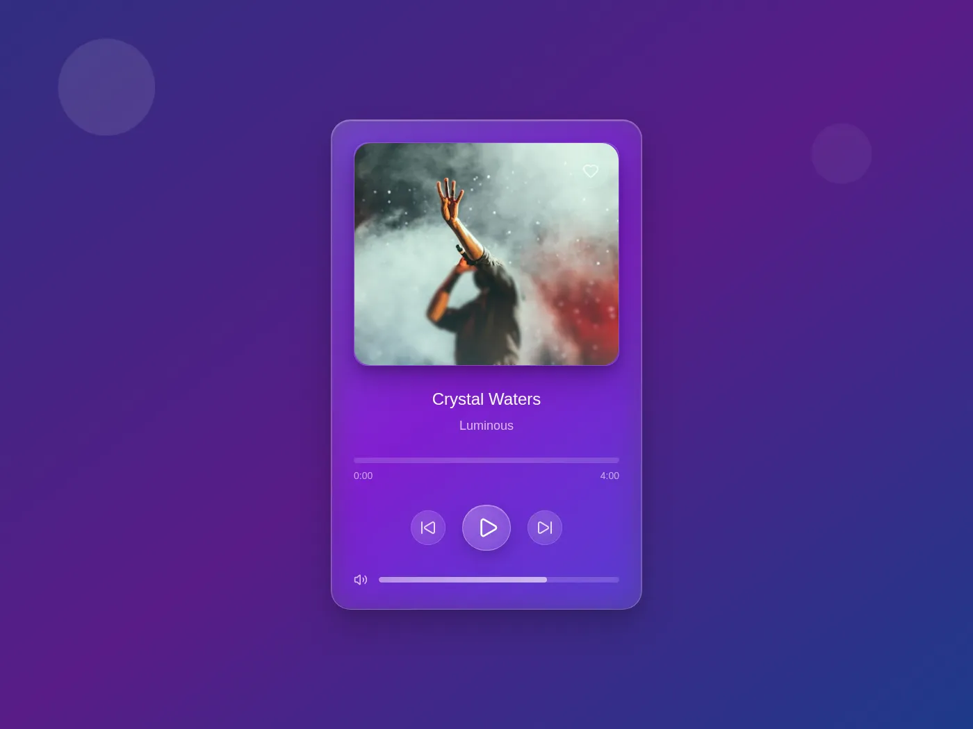 Water-Morphic Crystal Glass Music Player UI