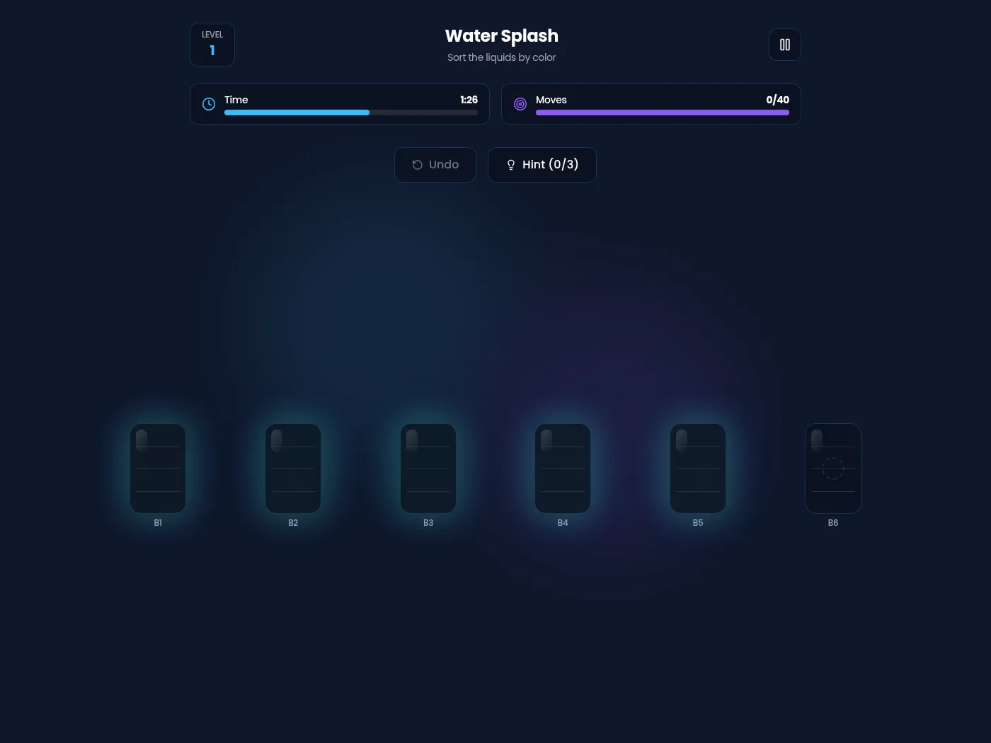 Water Splash: Minimalist Liquid Sorting Puzzle Game