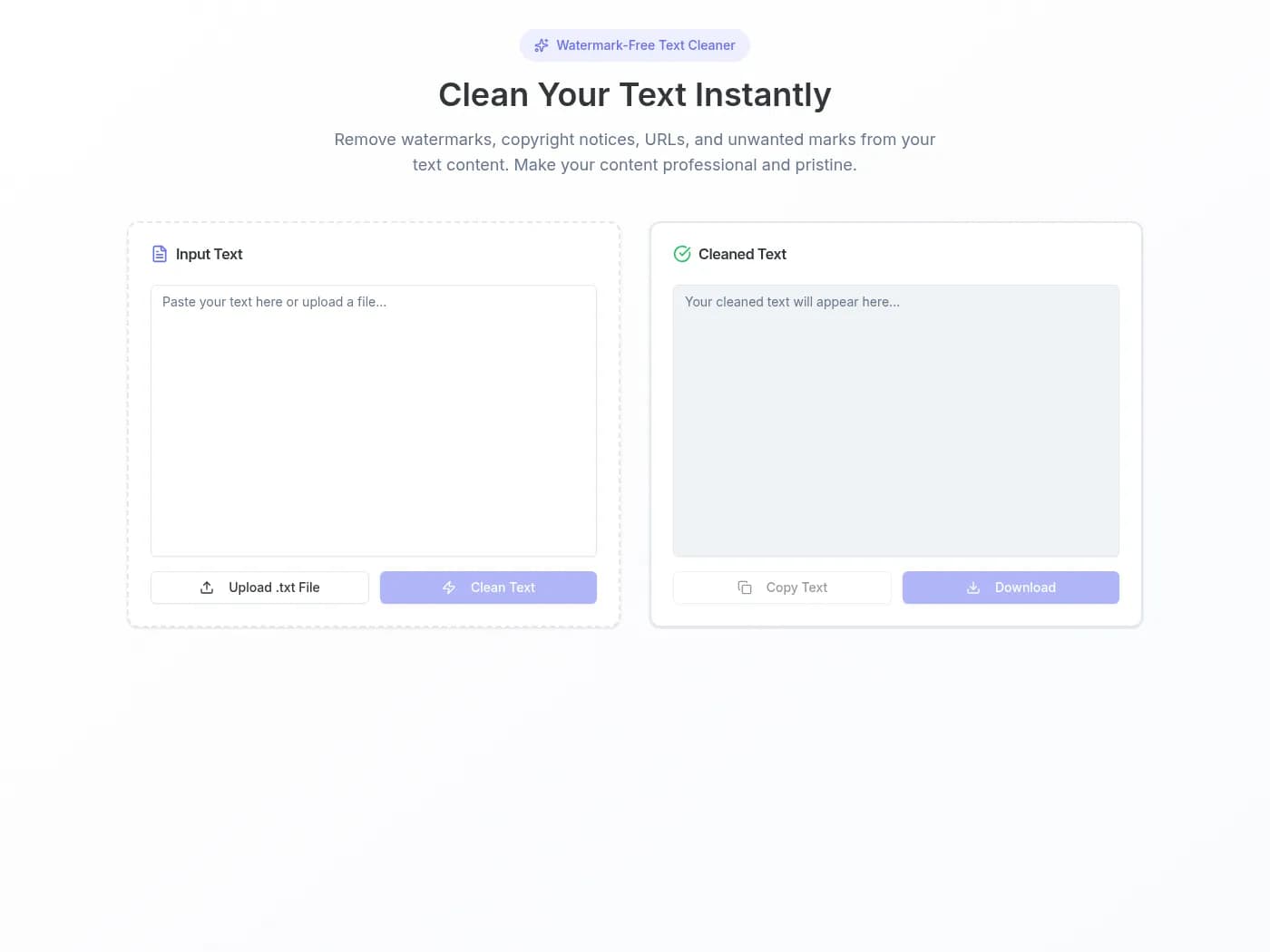 Watermark-Free Text Cleaner