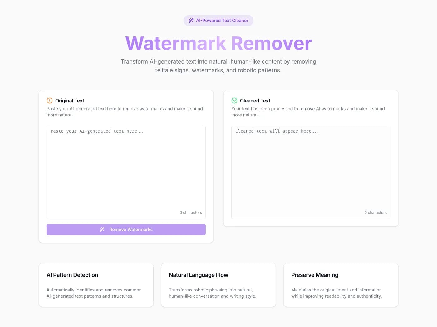 Watermark Remover for AI-Generated Text
