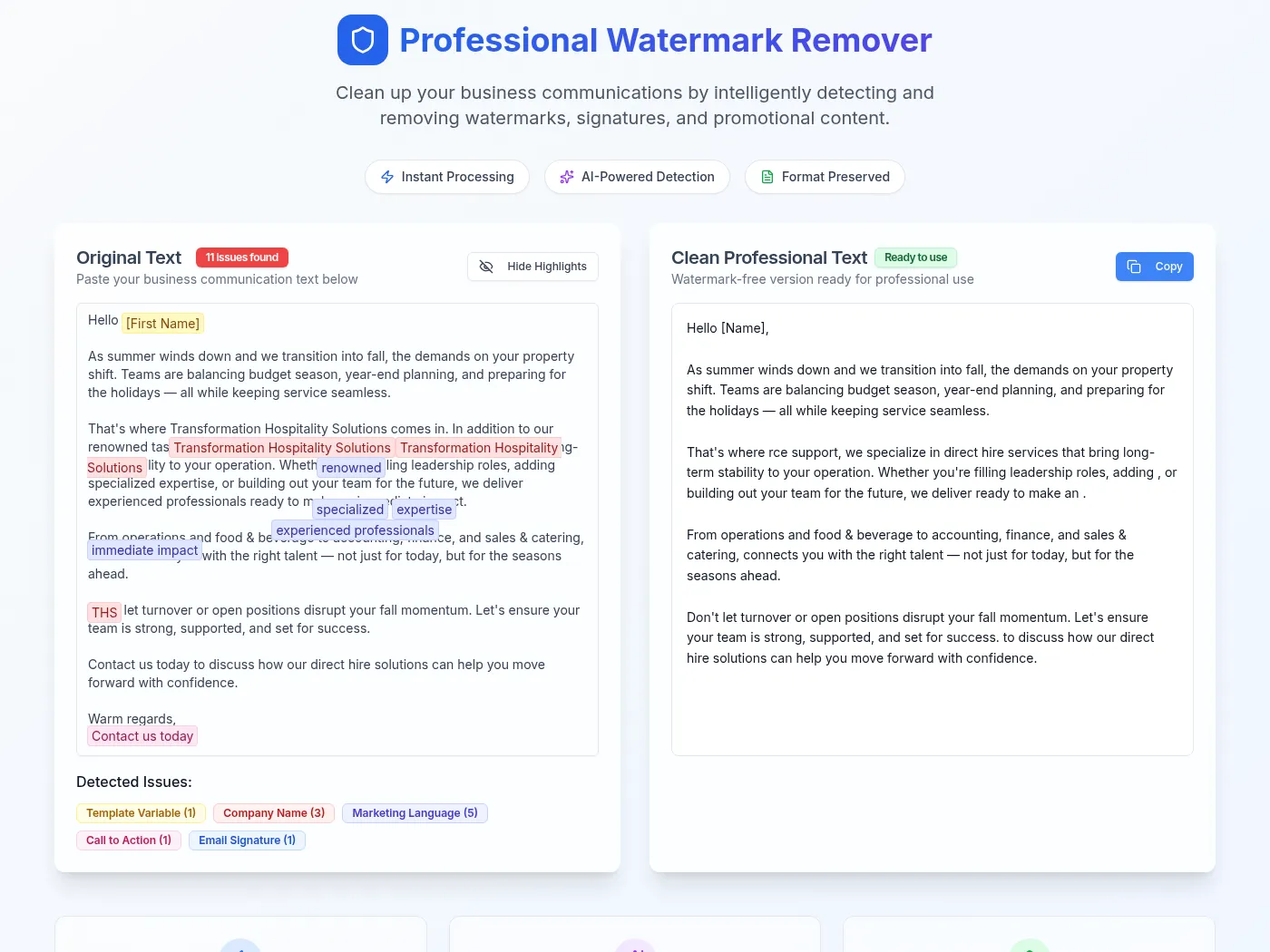 Watermark Remover for Professional Communications