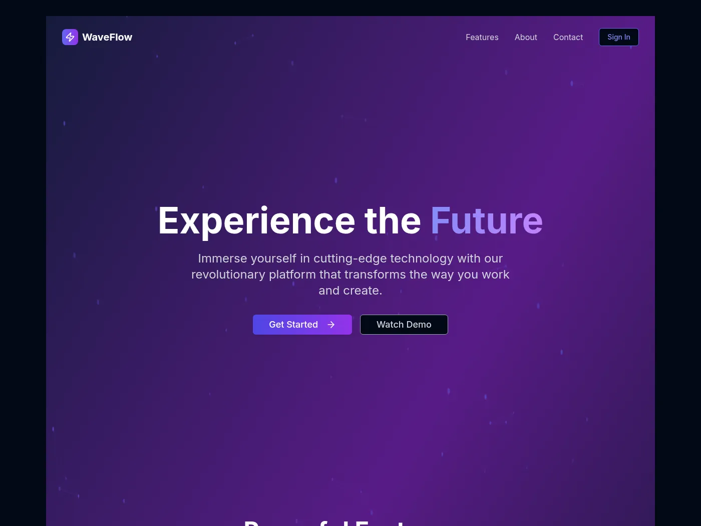 Wave Particles Animated Landing Page
