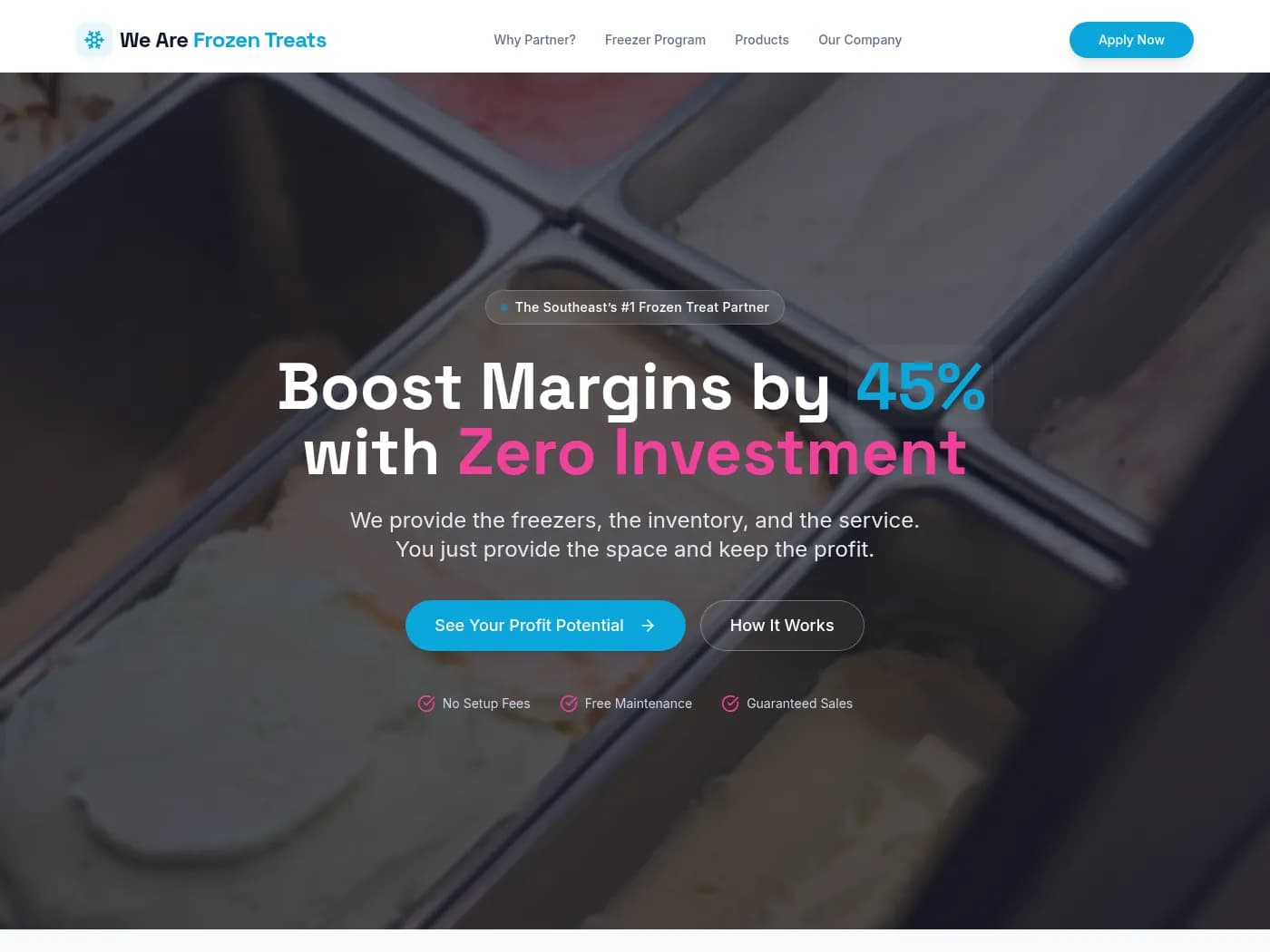 We Are Frozen Treats B2B Lead Generation Website