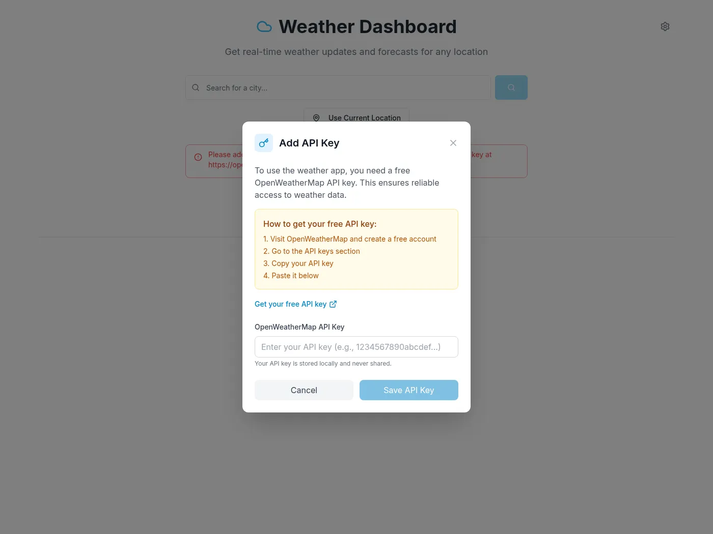Weather Dashboard App