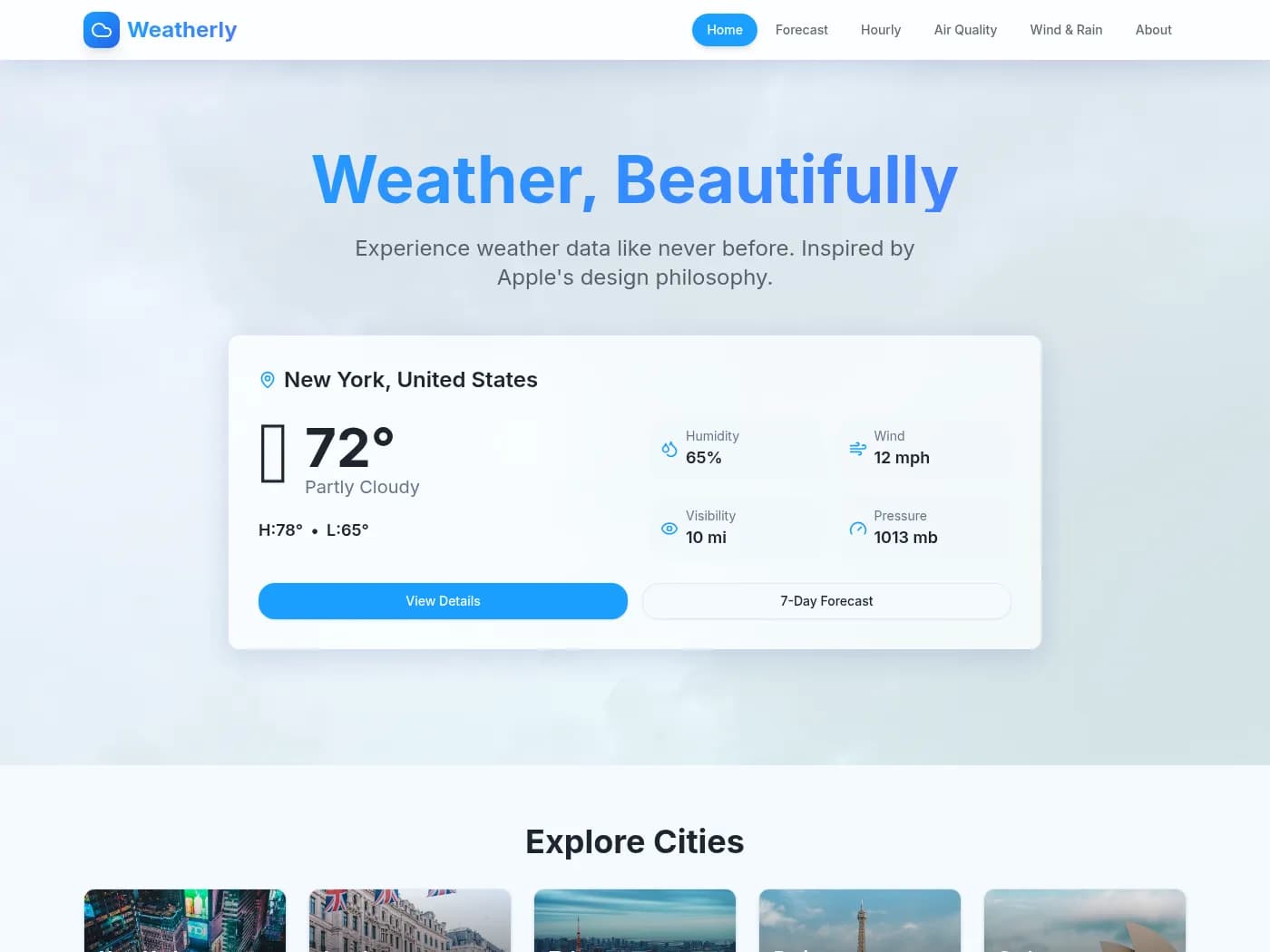 Weatherly: A Stunning Multi-Page City Weather Explorer