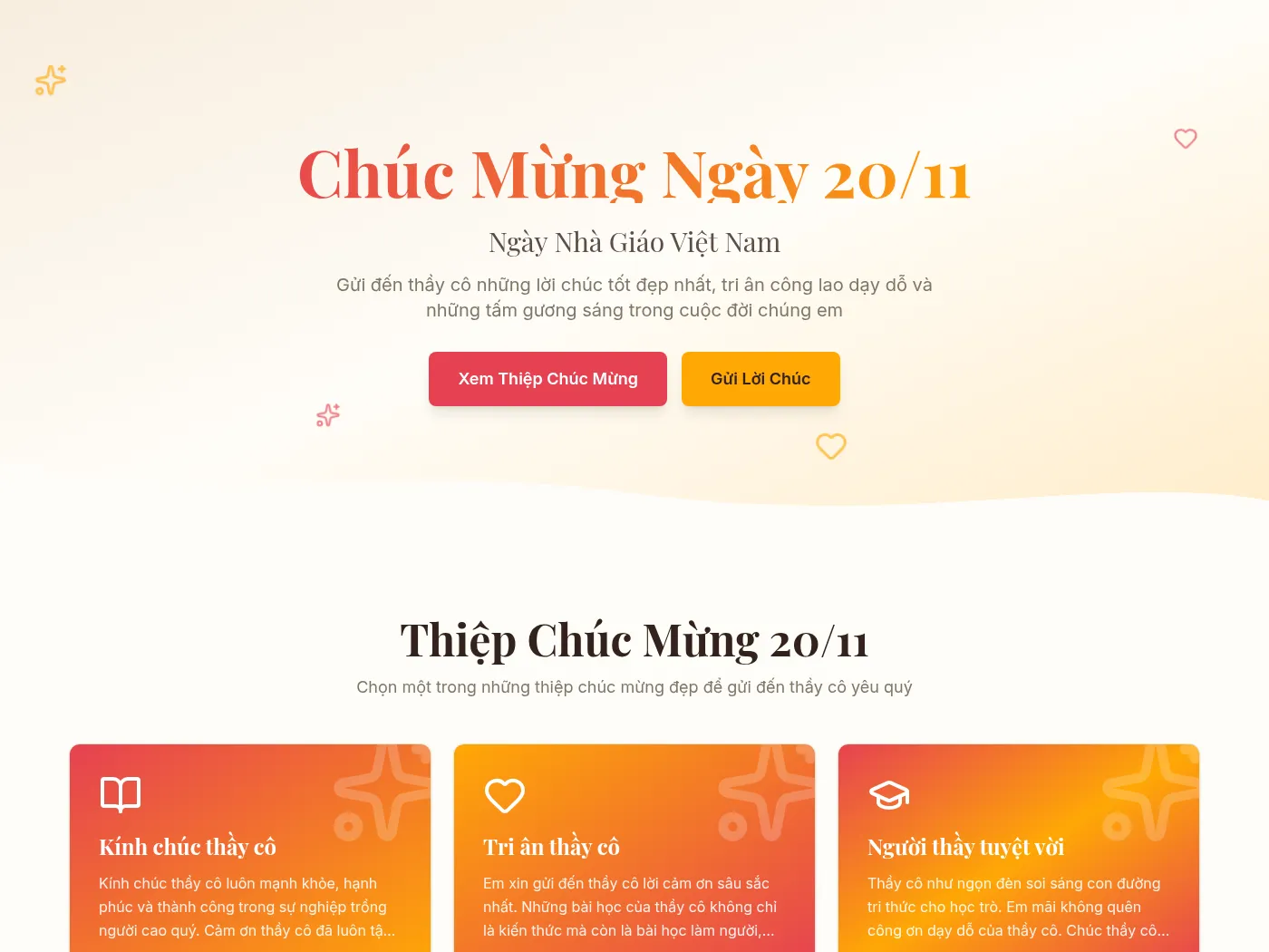 Web Chúc Mừng 20/11 - Ngày Nhà Giáo Việt Nam
