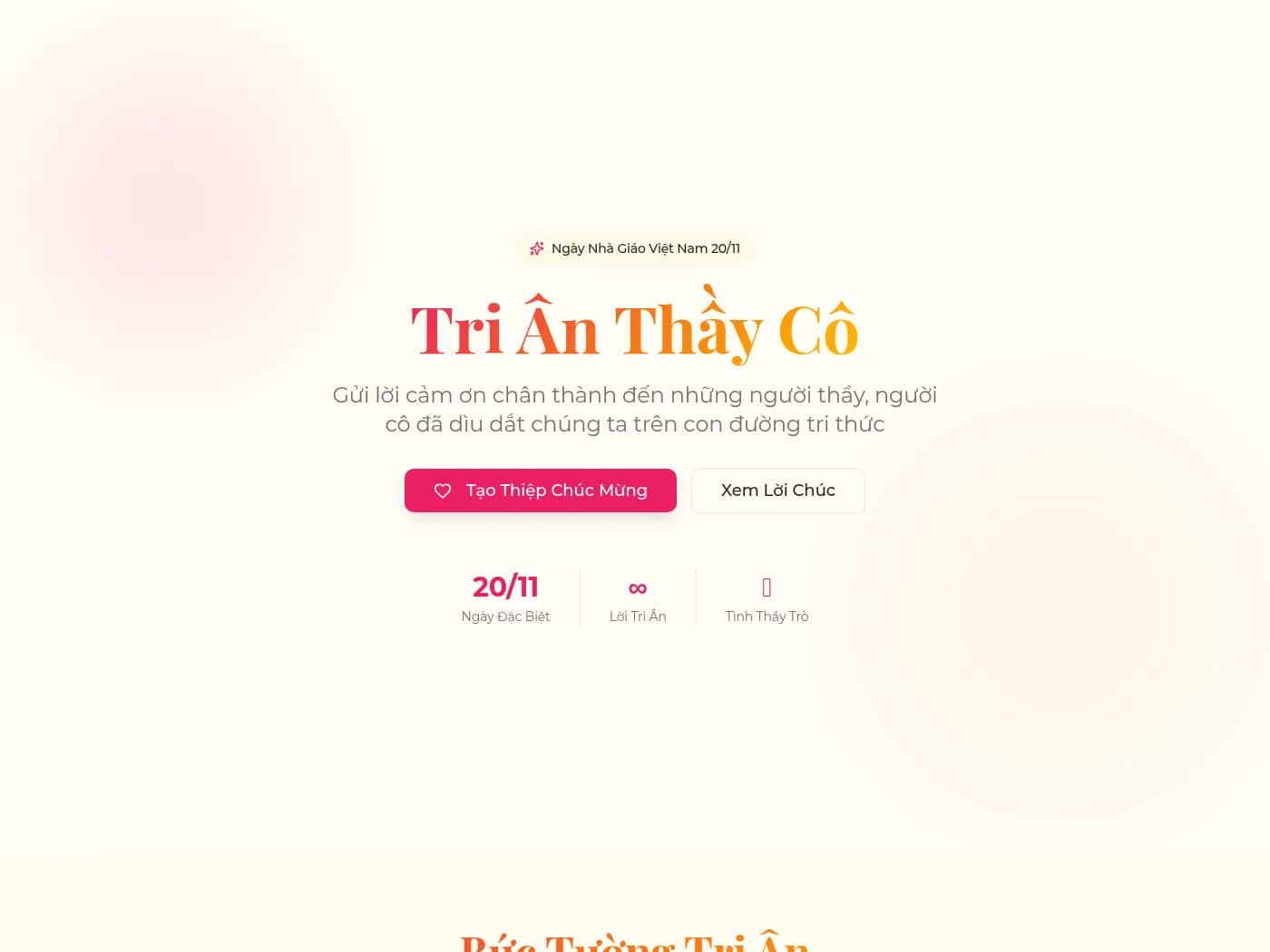 Web Chúc Mừng 20/11 - Tri Ân Nhà Giáo Việt Nam