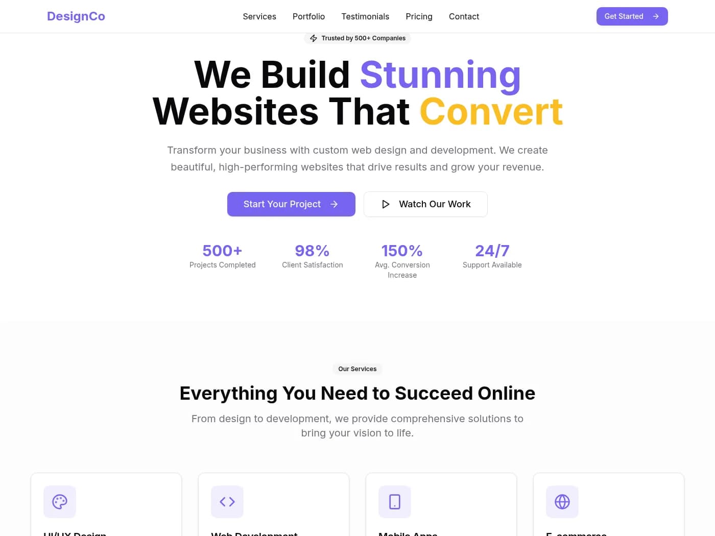 Hyper Modern Web Design Agency Landing Page
