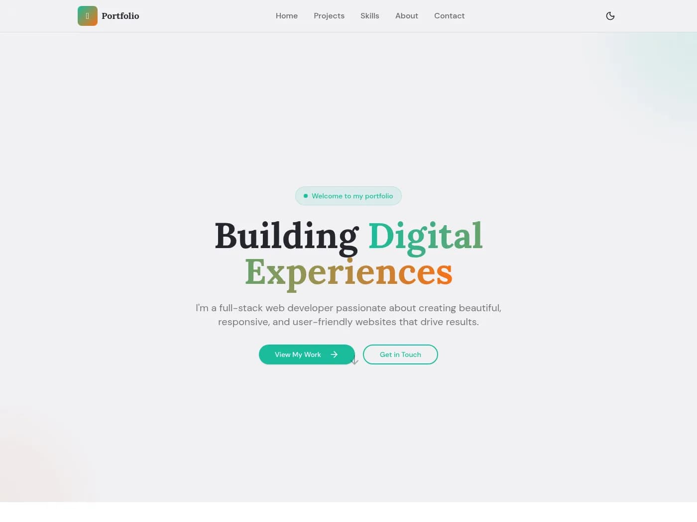Web Developer Portfolio Website