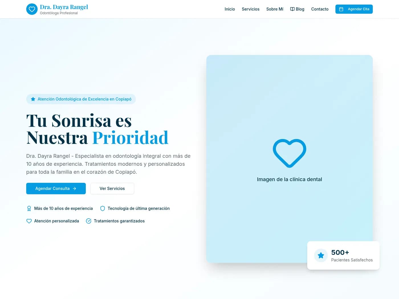 Sitio web profesional para odontóloga Dayra Rangel en Copiapó