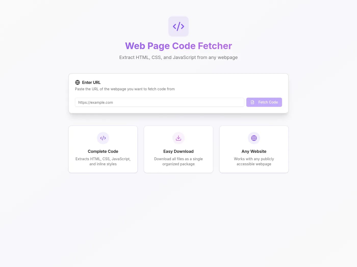 Web Page Code Fetcher & Downloader