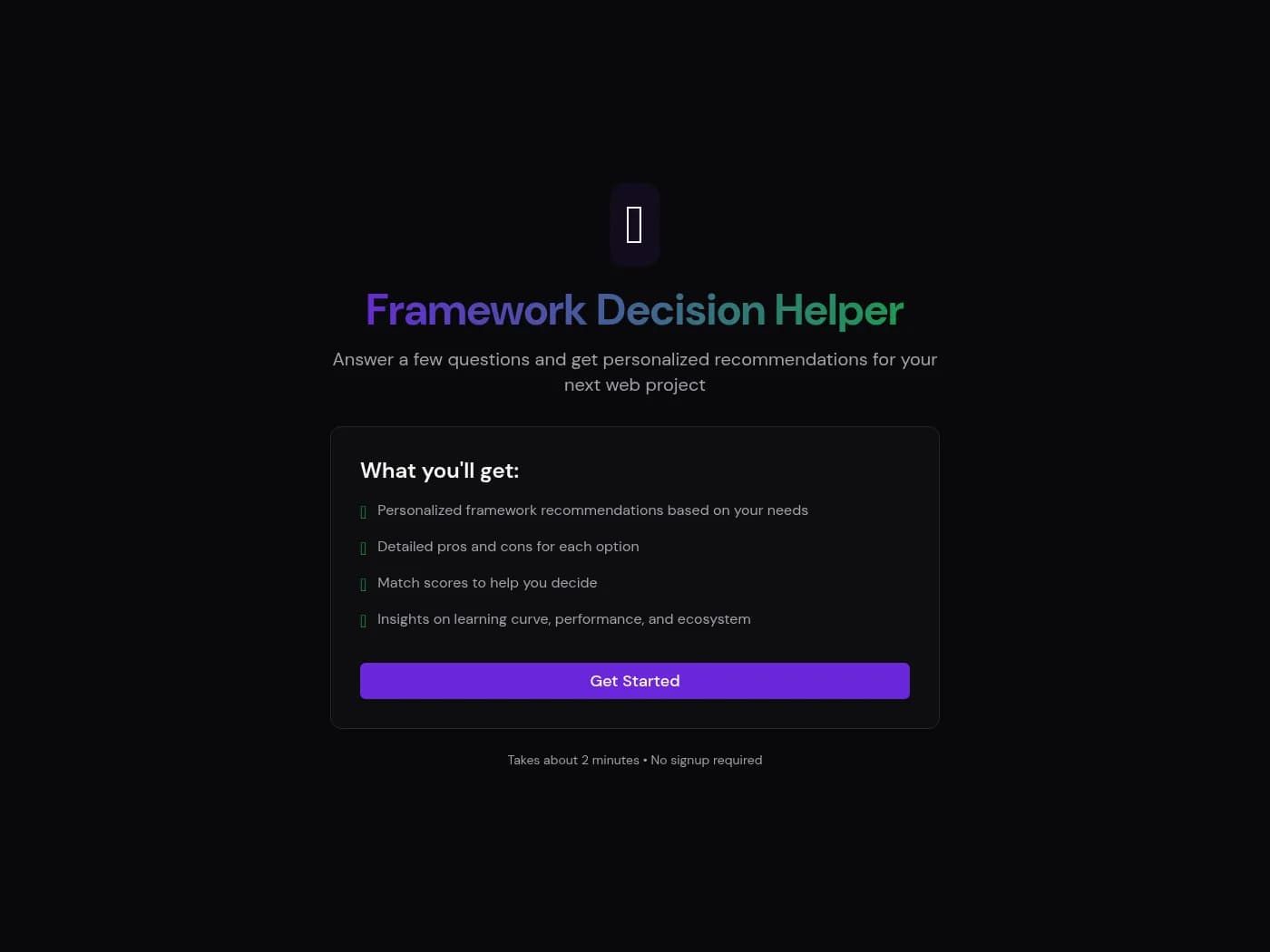 Web Project Framework/Lang Decision Helper
