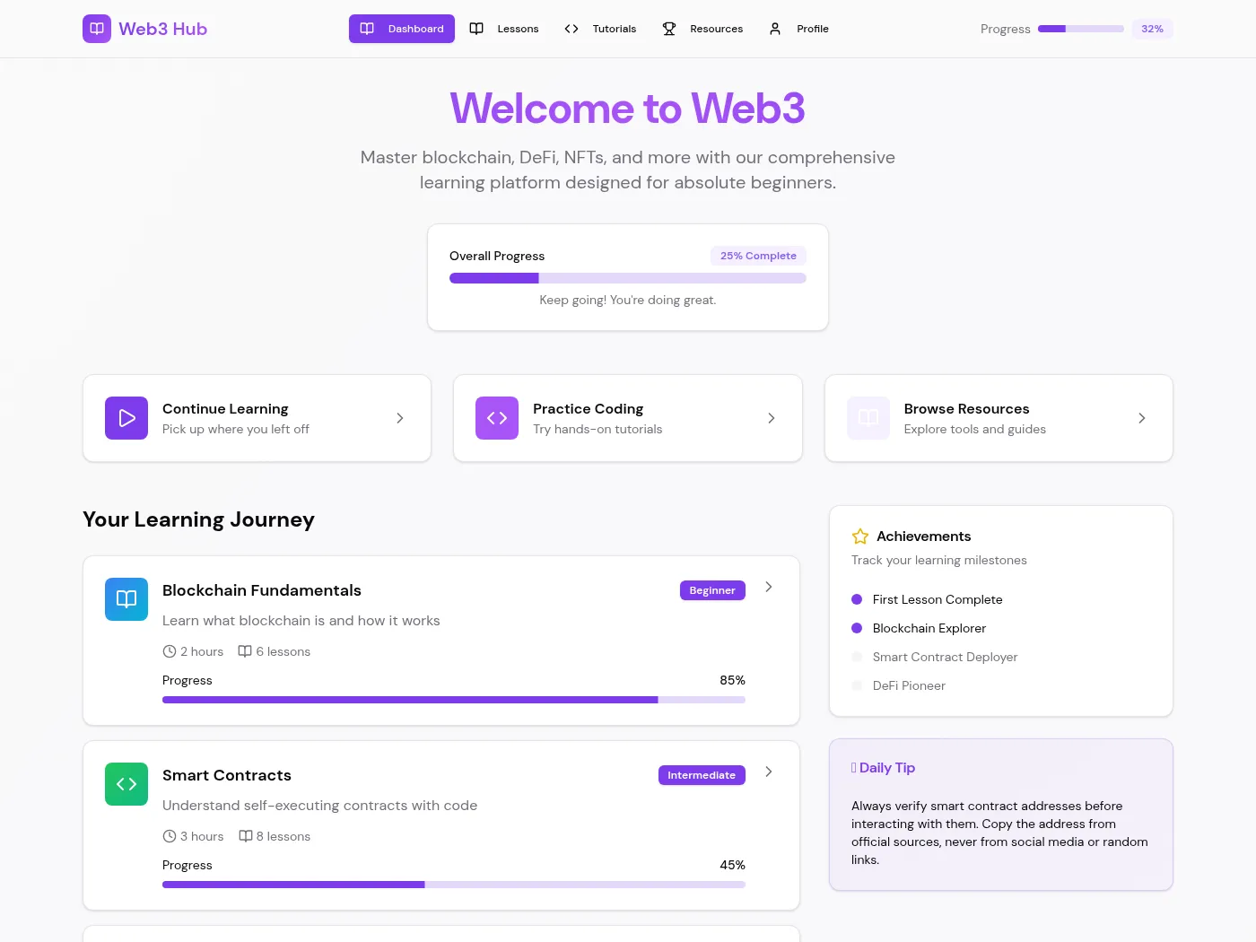 Web3 Learning Hub for Beginners