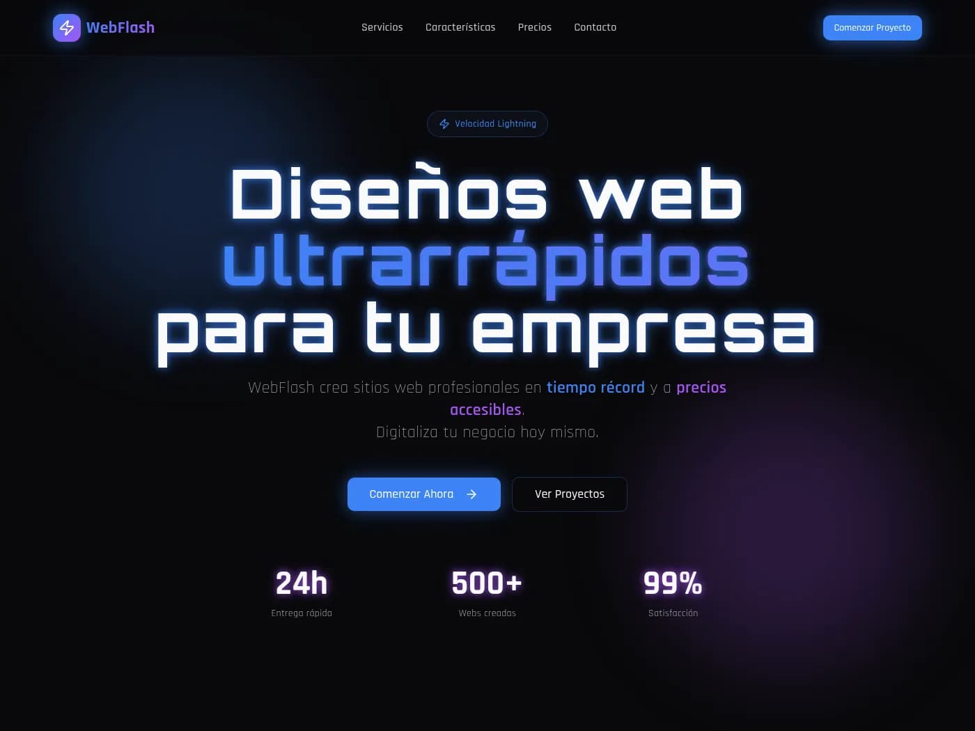 WebFlash Futuristic Business Agency Landing Page