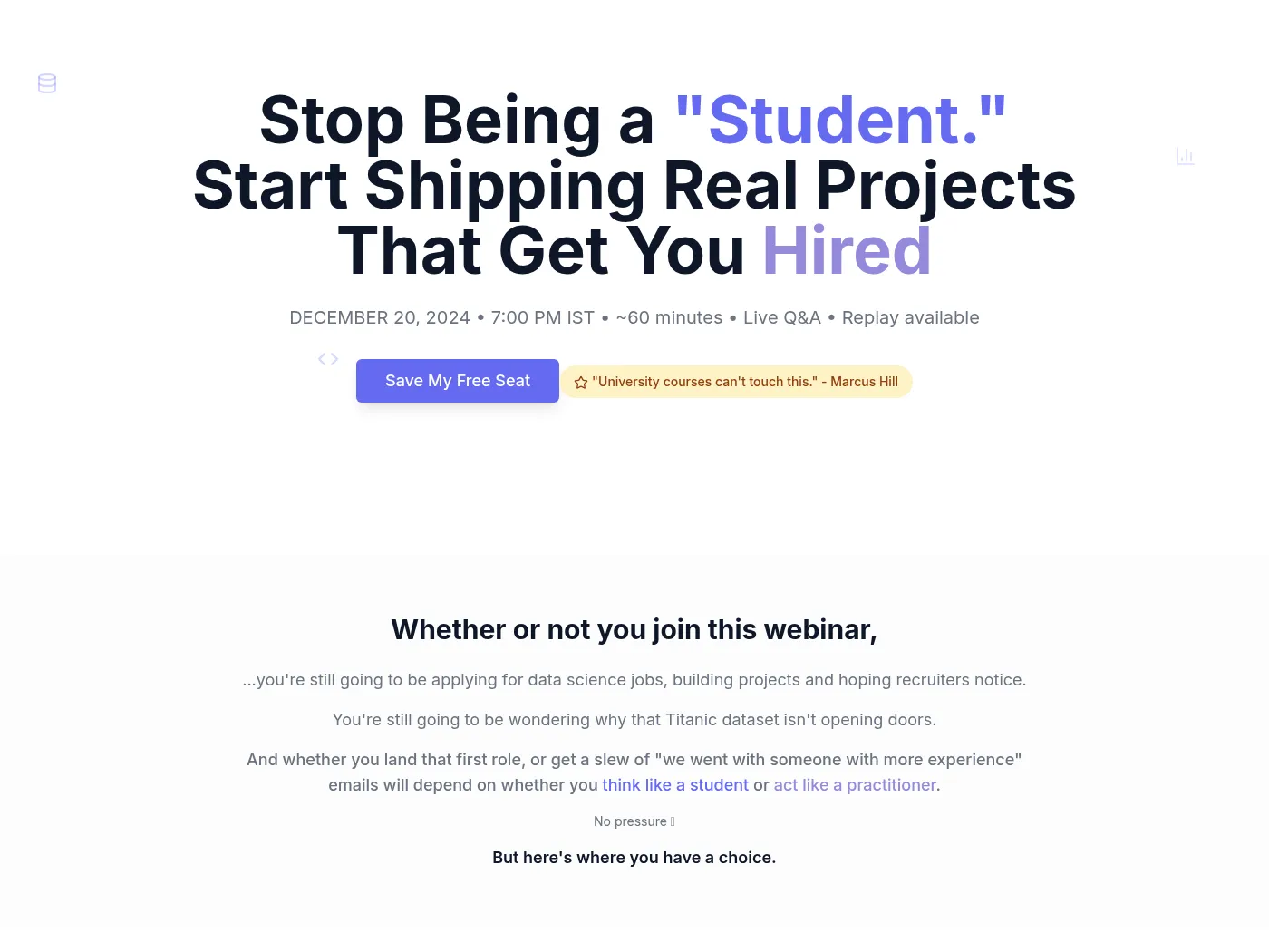 Webinar Landing Page for Data Science Career Acceleration