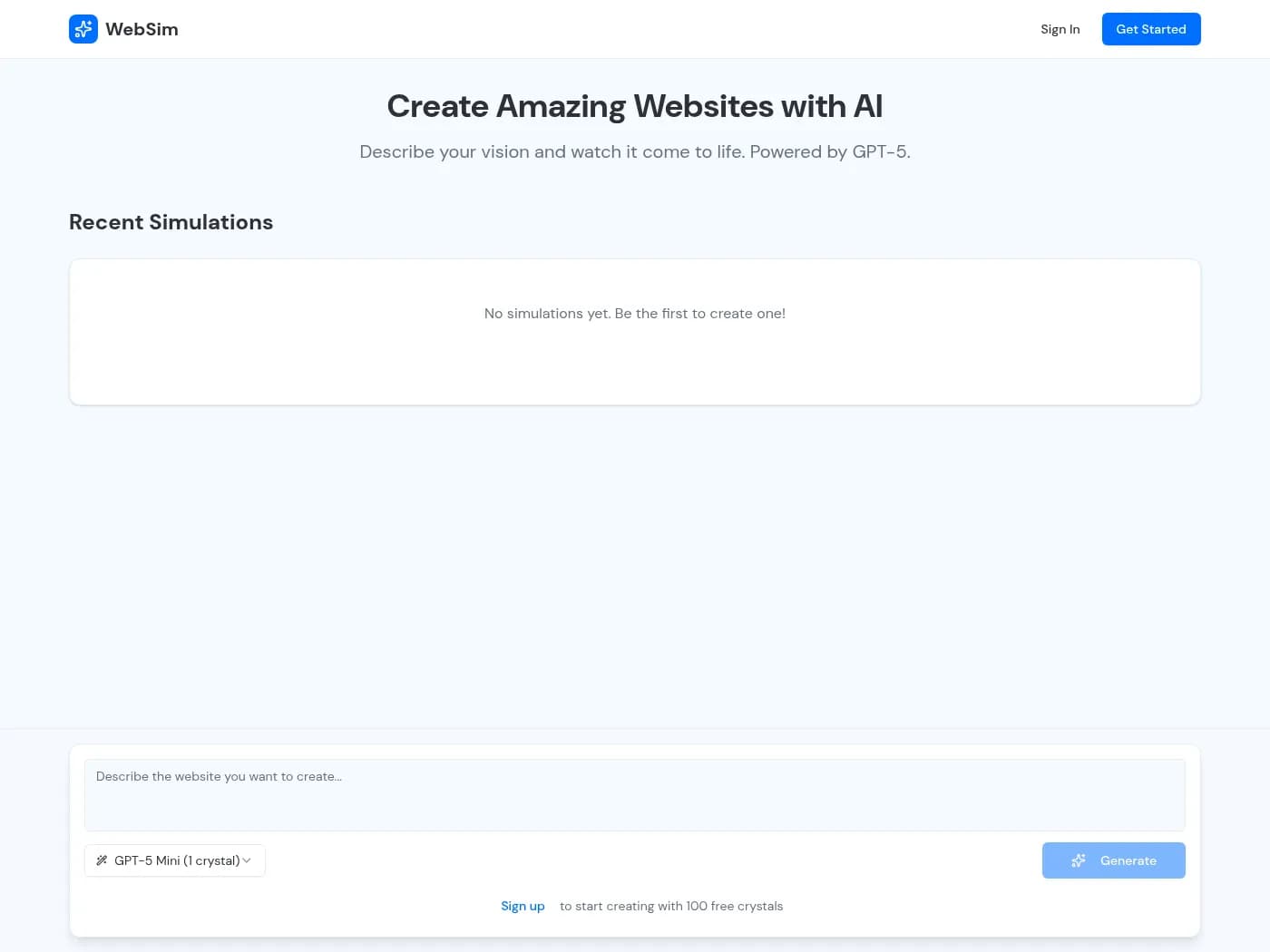 WebSim.com Full-Featured Interactive Clone with GPT-5 Integration
