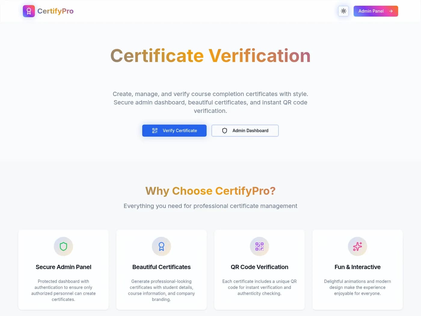 Website Certificate Verification System with Secure Admin Dashboard