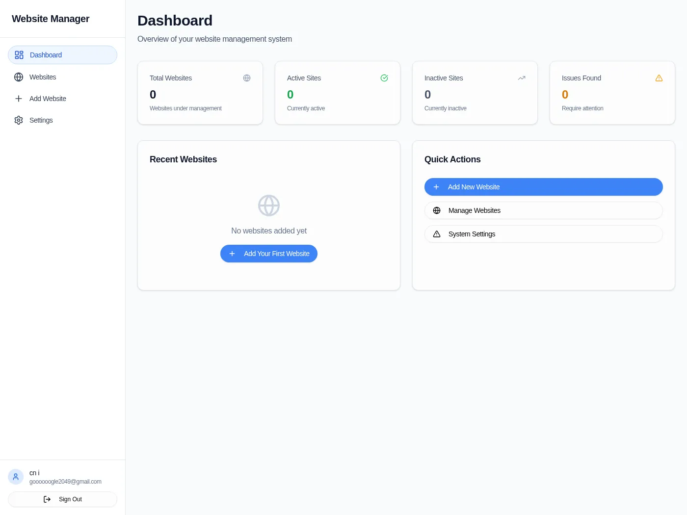 Website Content Management Dashboard for Large-Scale Site Oversight