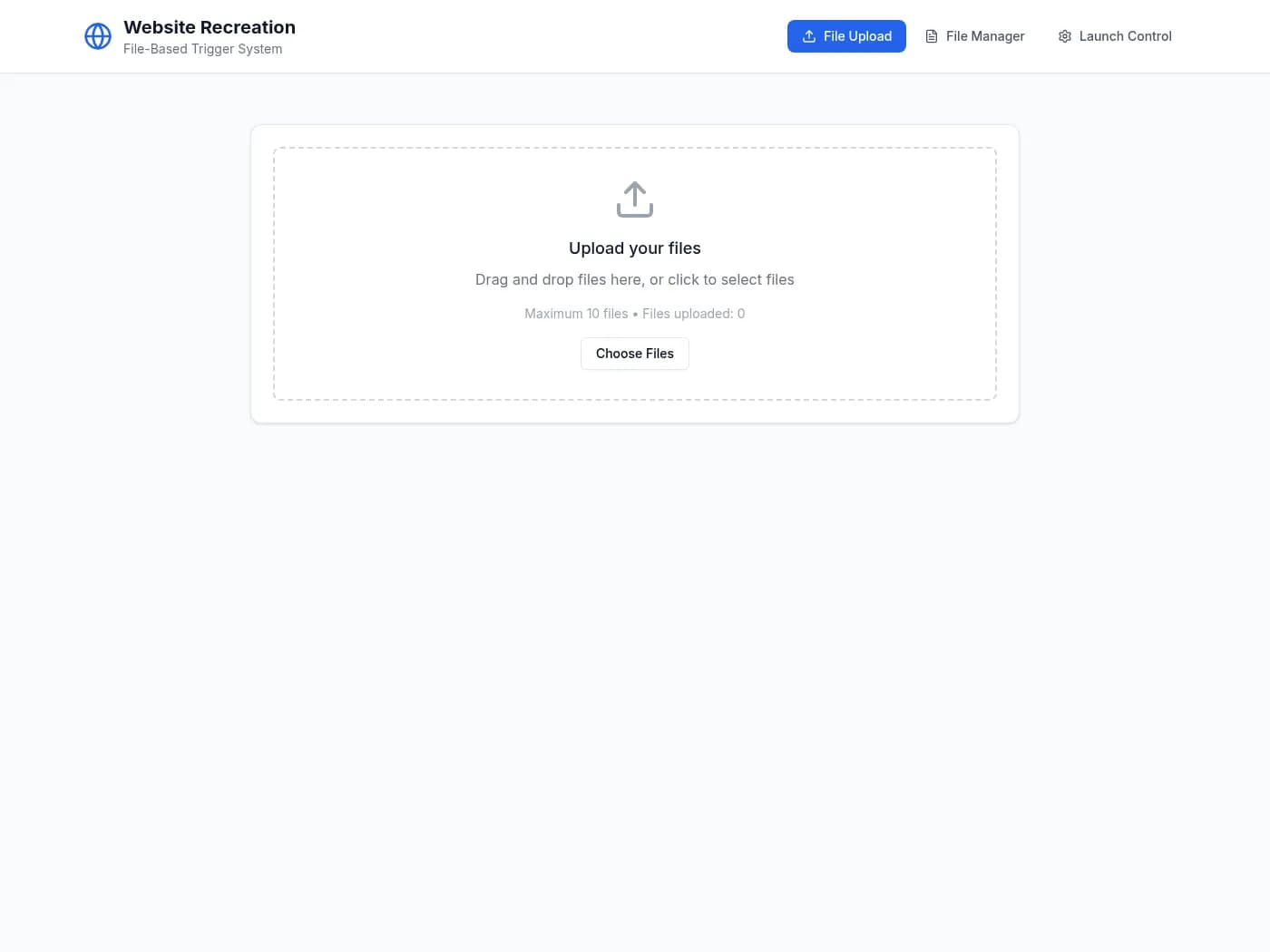 Website Recreation and File-Based Trigger System