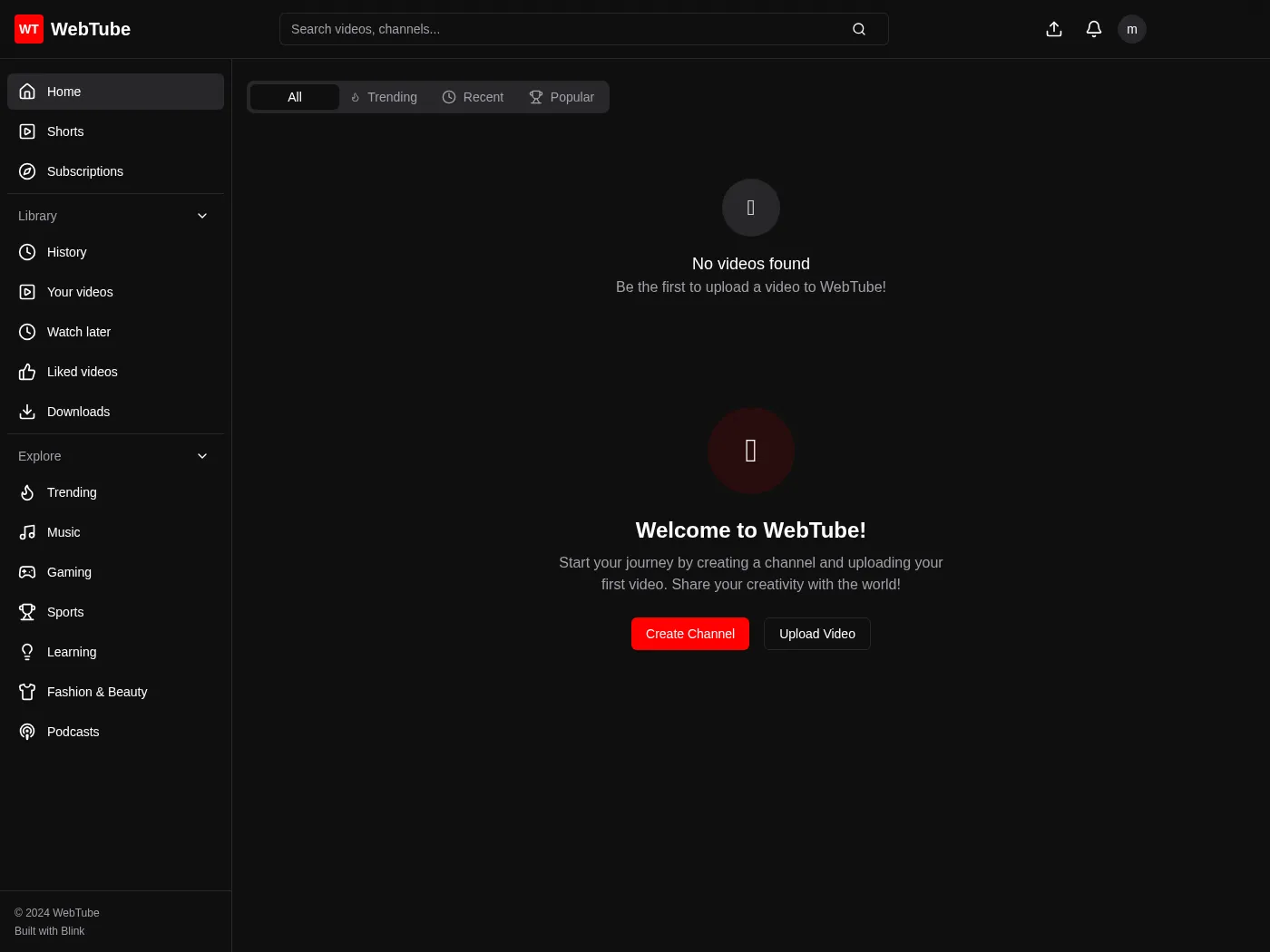 WebTube: Video & Shorts Sharing Platform